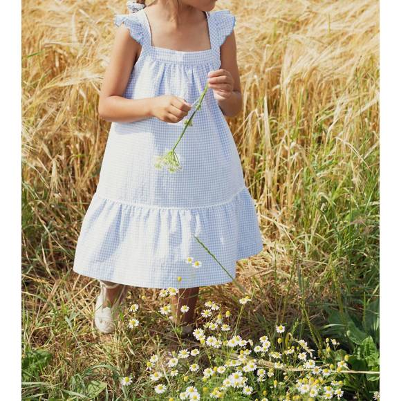 MARIE PUCE | Dresses | New Marie Puce Gingham Buttoned Dress In Blue ...